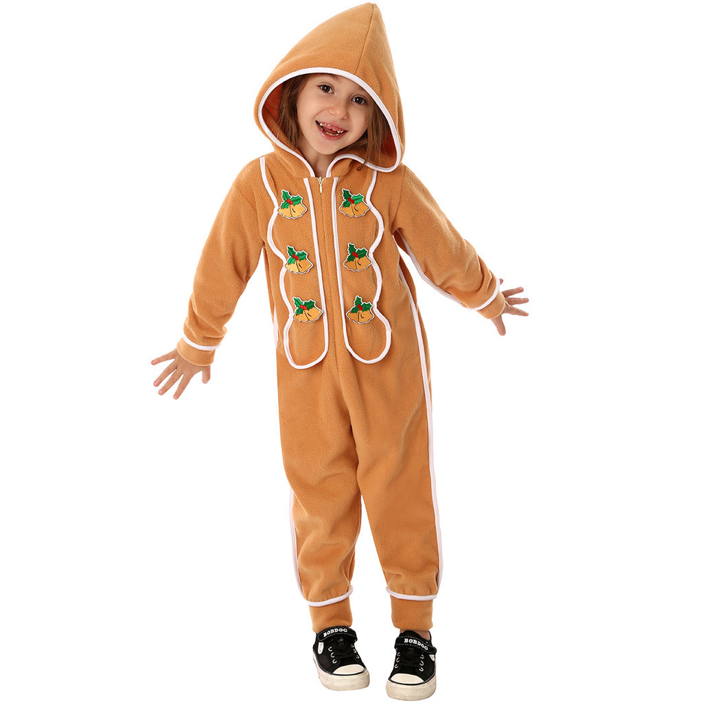 Christmas Cartoon Gingerbread Man Cosplay Onesie Winter Pajamas for ...