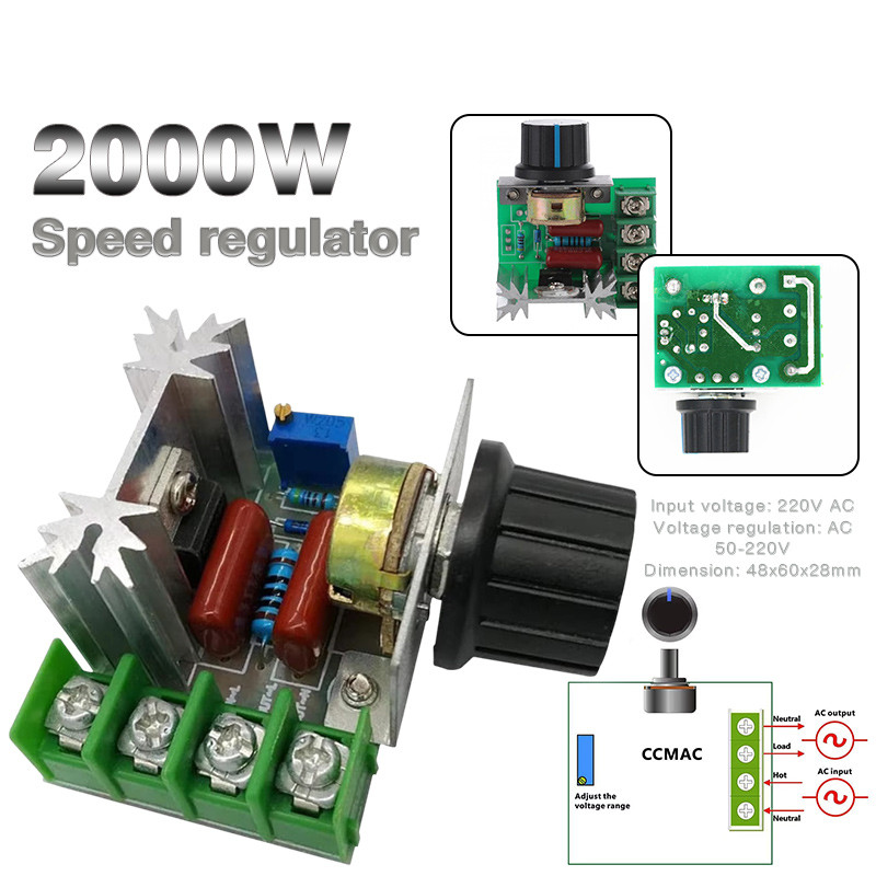Dimmer Switch AC 220V 2000W SCR Voltage Regulator Dimming Motor Speed ...