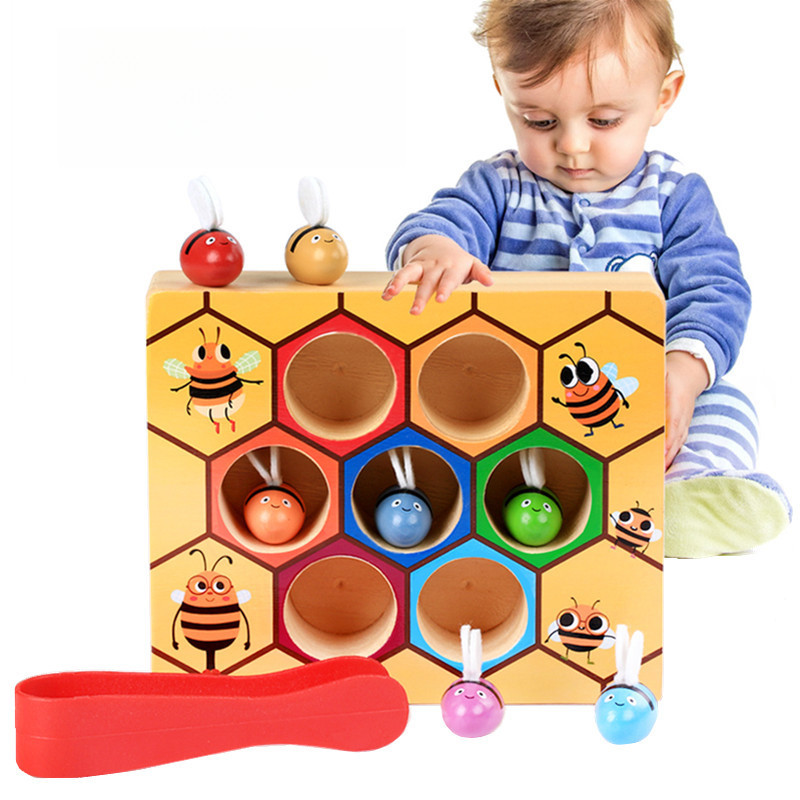 Early Education Wooden Bug Catching Game Kindergarten Educational Color ...