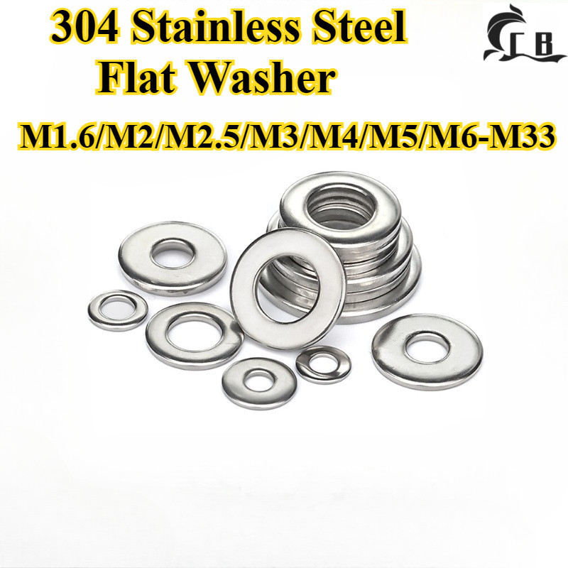 [CB-PDQ] SUS304, Flat Washer M1.6/M2/M2.5/M3/M4/M5/M6-M33 Metal Washer ...