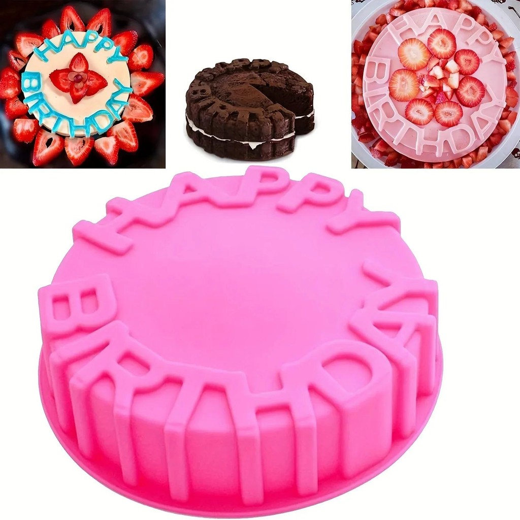 Happy Birthday Cake Baking Tray Mold Silicone Pastry Cake Mould DIY ...