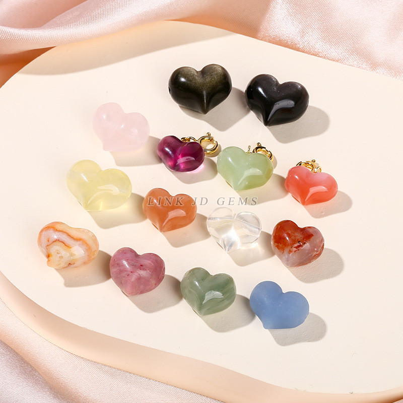 Natural Stone Fart Peach Heart Accessories Crystal Agate Jade Loose ...