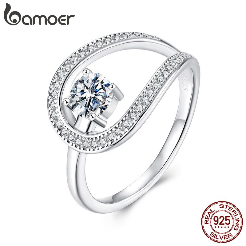 Bamoer 925 Sterling Silver Ring Luxury Moissanite Design Jewelry Women Gift | Shopee Philippines
