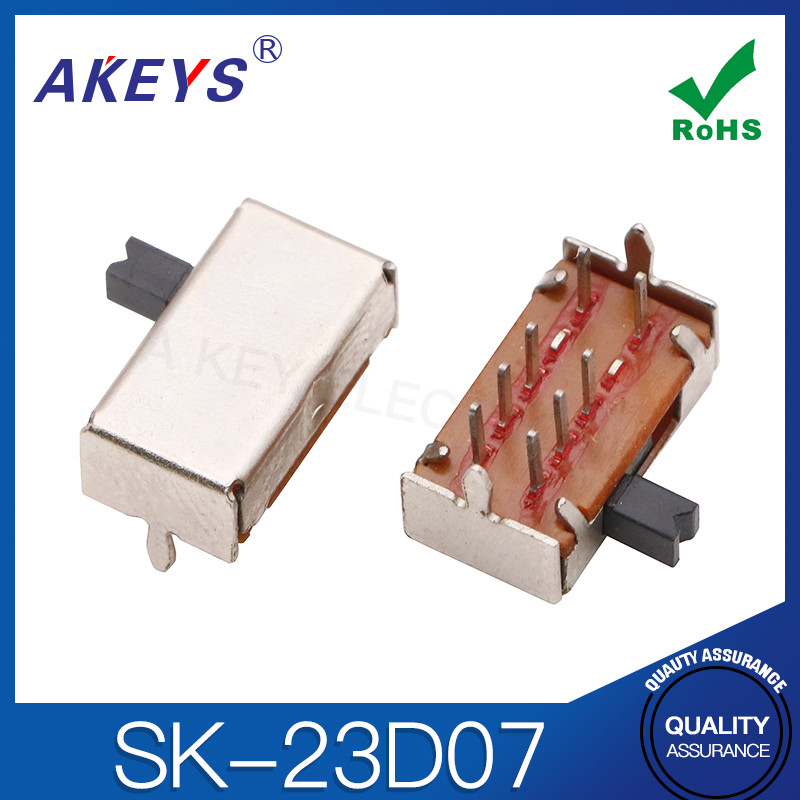 20PCS SK-23D07 (2P3T) Double Row 8-Pin 3-Position Horizontal Toggle Switch With 2 Fixed Pin ...