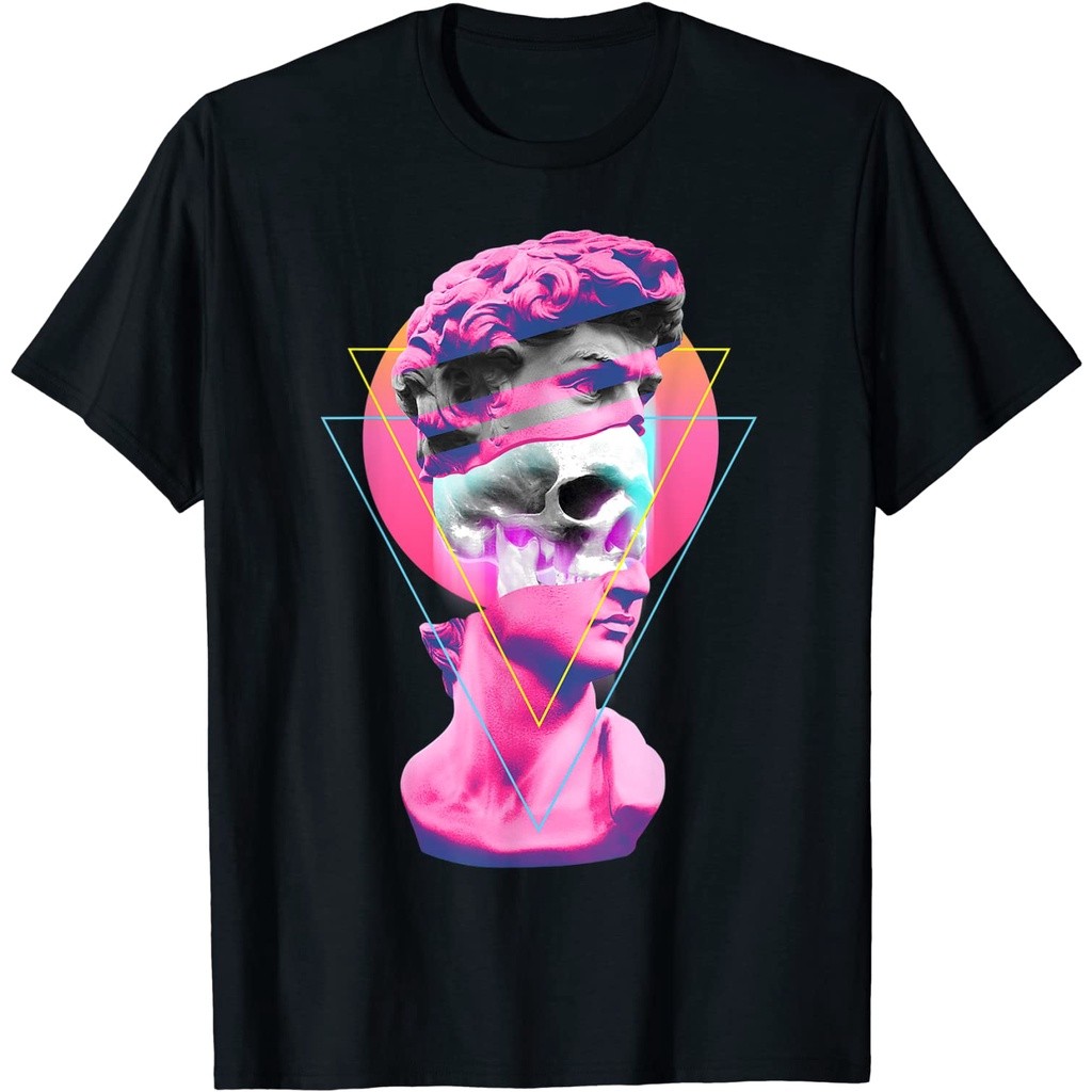 Vaporwave Statue David Bust Skull Retro 80s Glitch Art Cool T-Shirt ...