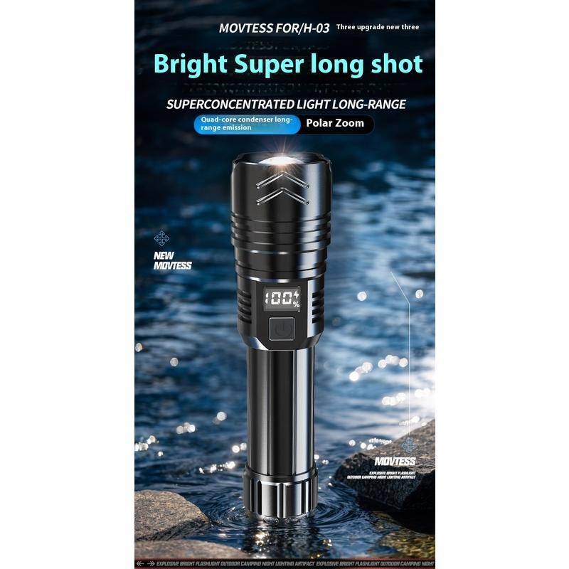Telescopic zoom flashlight with long-lasting battery display and ultra ...