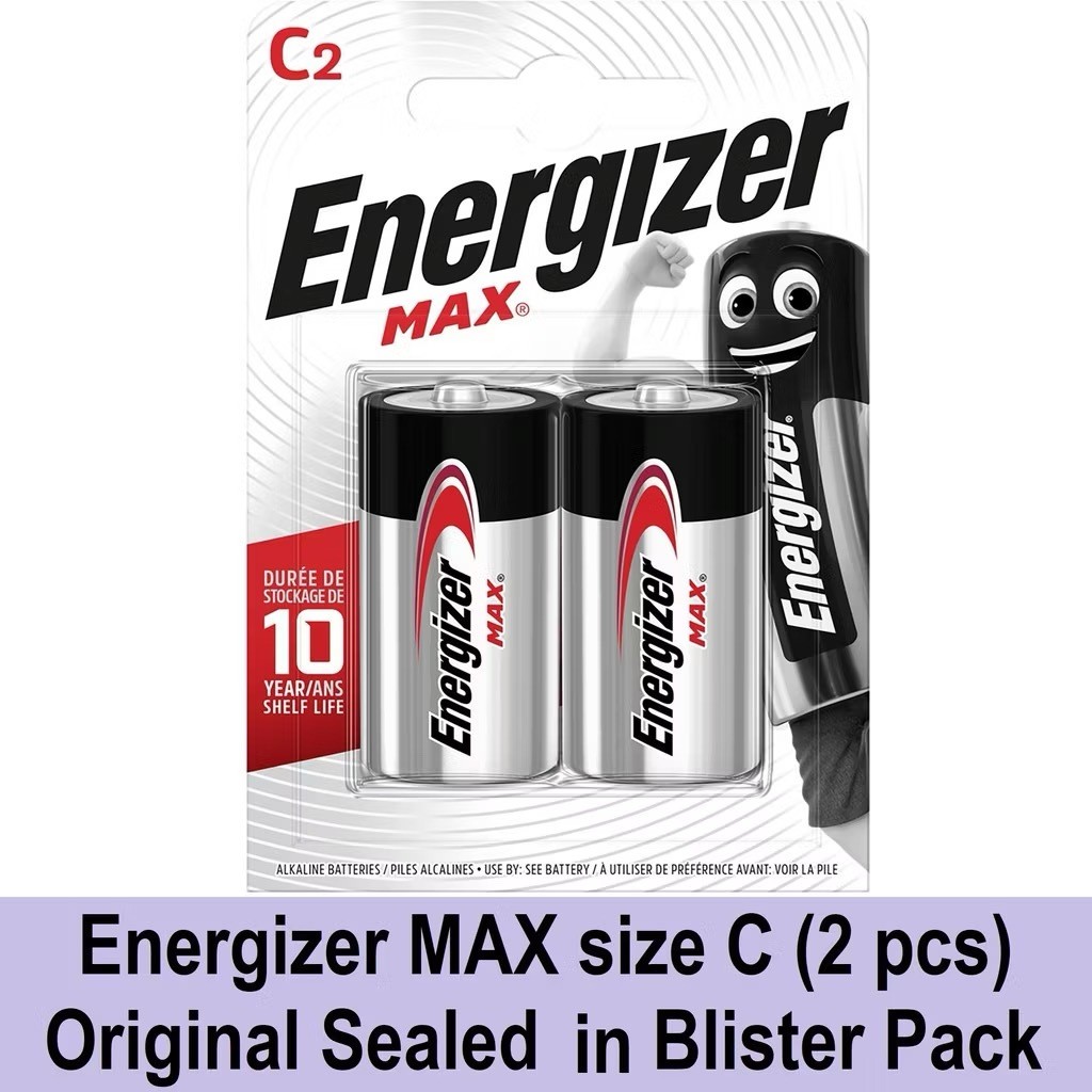 Energizer Max size C Batteries (2 pcs) LR14 Energizer C Alkaline Battery Original Energizer ...