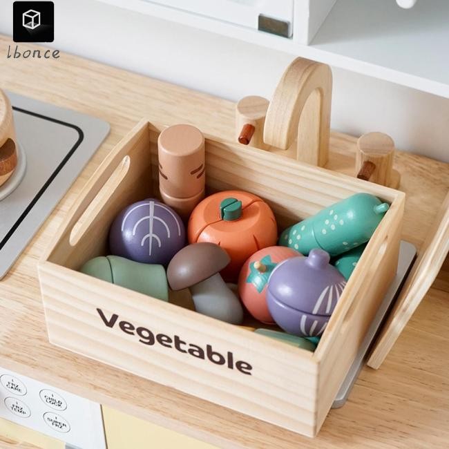 Wooden Food Sets Multi-play Food Set Magnetic Vegetables Fruits Cutting ...