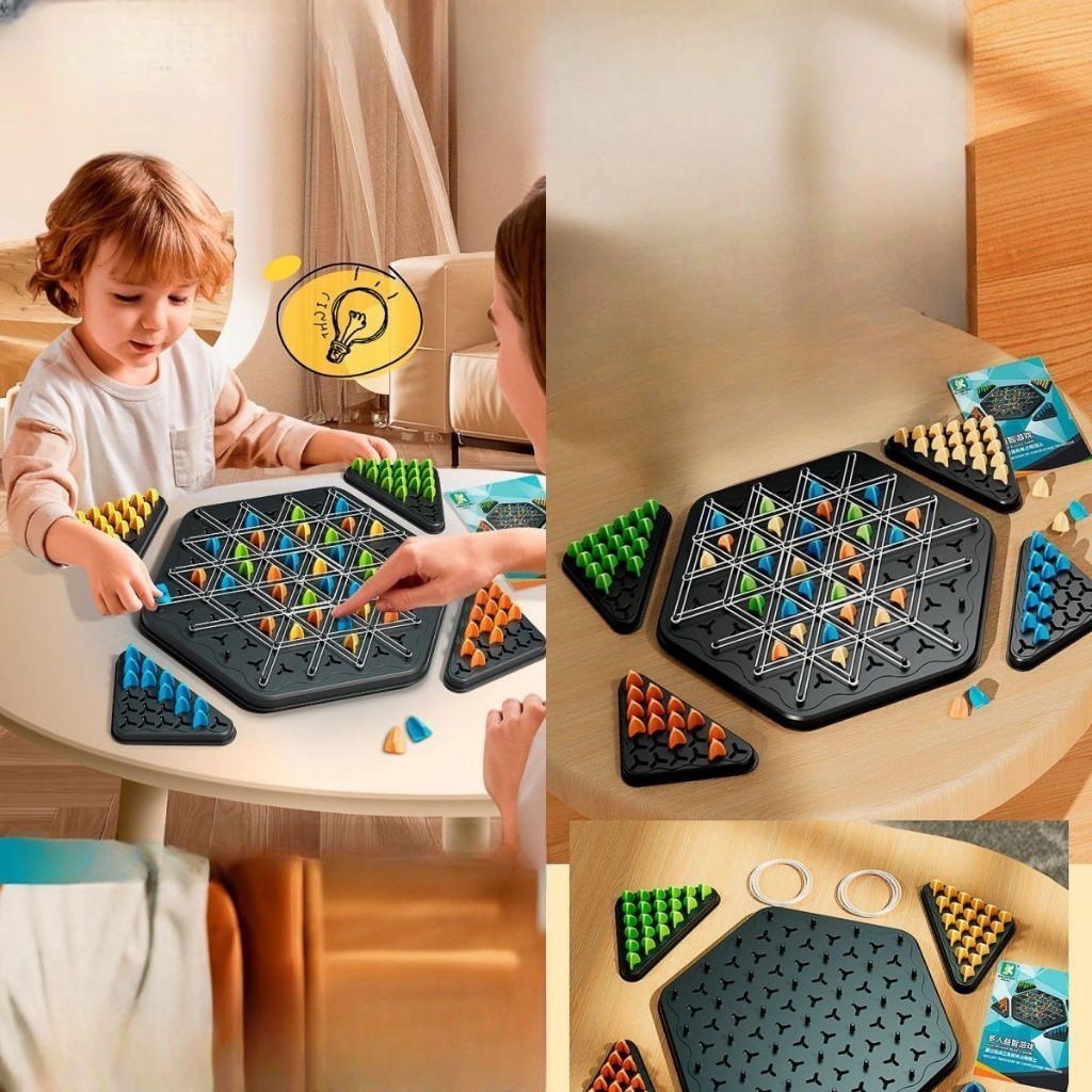 Boardgame triangular string chess toy, logical intellectual thinking ...