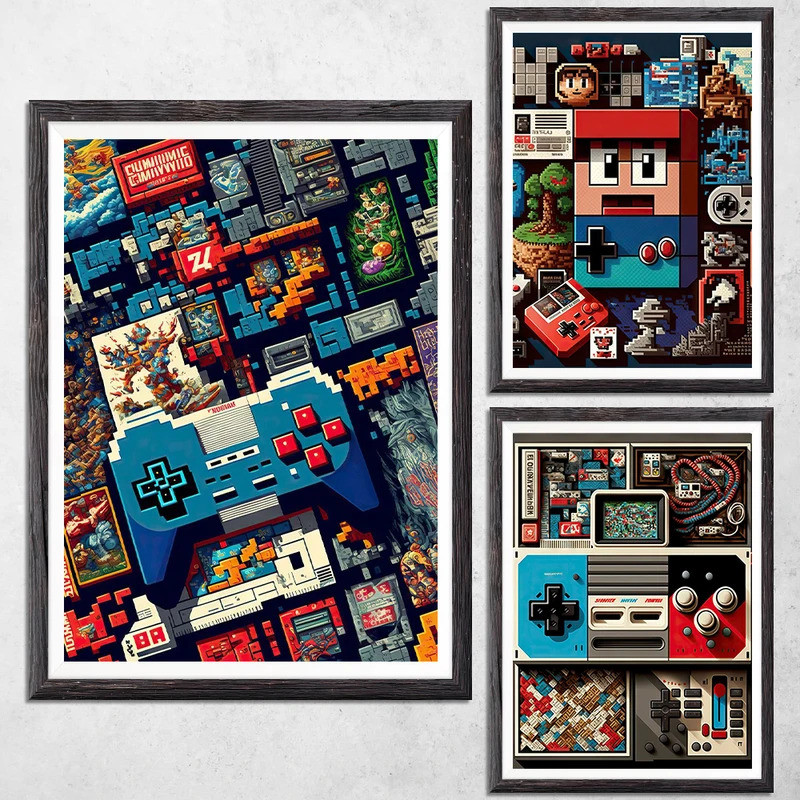 Pixel Gaming Game Boy Poster Canvas Print Gamer Life Gamer Love Home ...