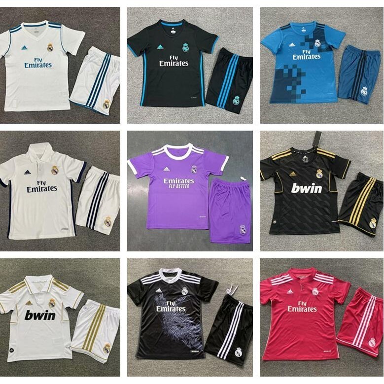 Retro Kids kit Real RMD 11 12 14 15 16 17 18 Home Away CR7 Multi Year ...