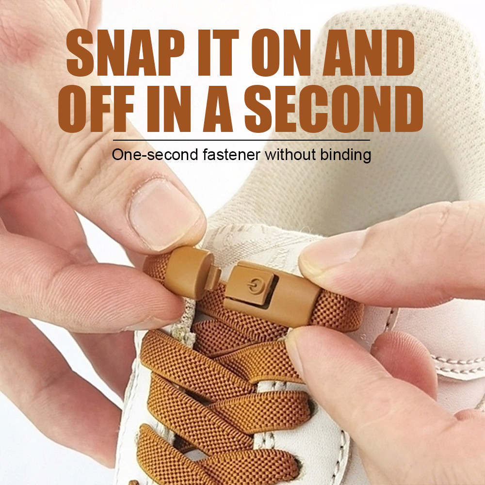 Lazy shoelace color press switch buckle free elastic elastic 8mm flat ...