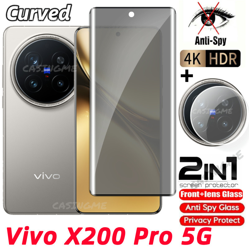 Vivo X200 Pro 5G 2024 Full Cover Private Tempered Glass Anti-Spy Screen Protector For ...