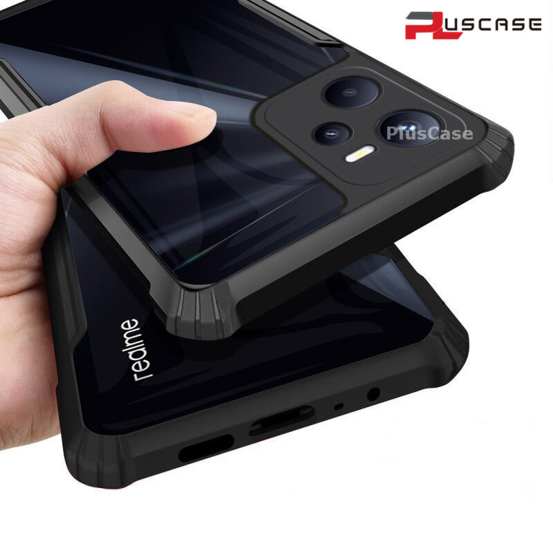 For Realme C35 Case Air Cushion Hard Crystal Clear Back Soft Border ...