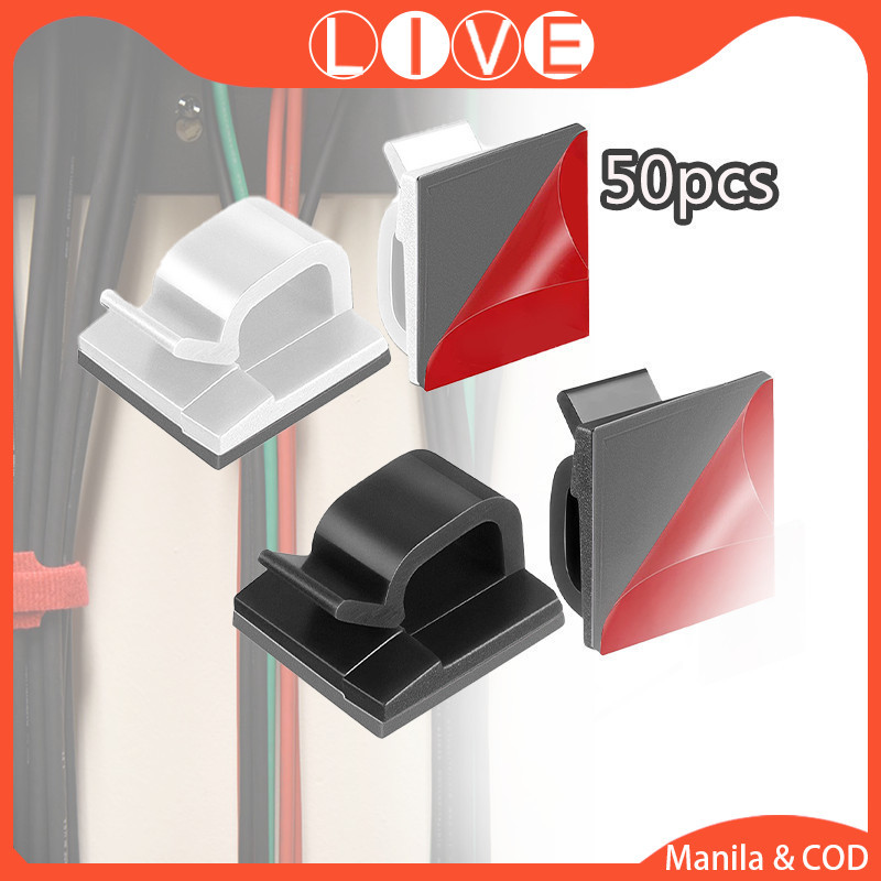 50pcs Self-adhesive Cable Management Clip Adjustable Cable Organizer ...