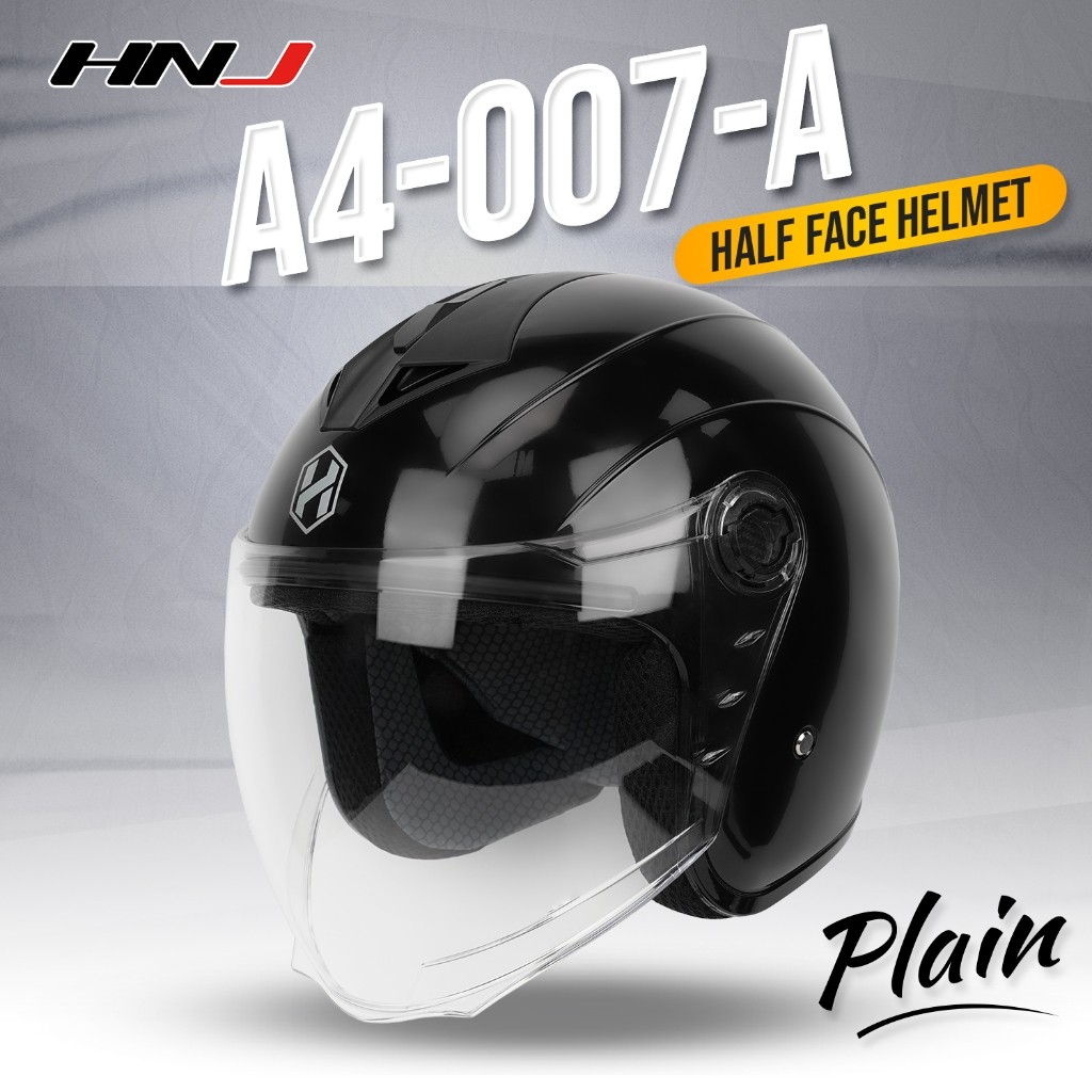 HNJ A4-007-A Half Face Single Visor Motorcycle Helmet With ICC Sticker ...