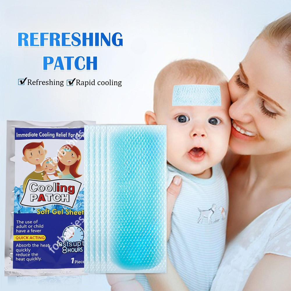 10Pcs/pack Baby Cool Fever Cooling Gel Patch Heatstroke Headache Fever ...