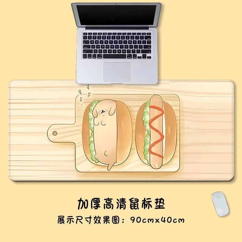 Mouse Pad Cute Foodie Design Large Deskmat - Cartoon Hamburger Hot Dog ...