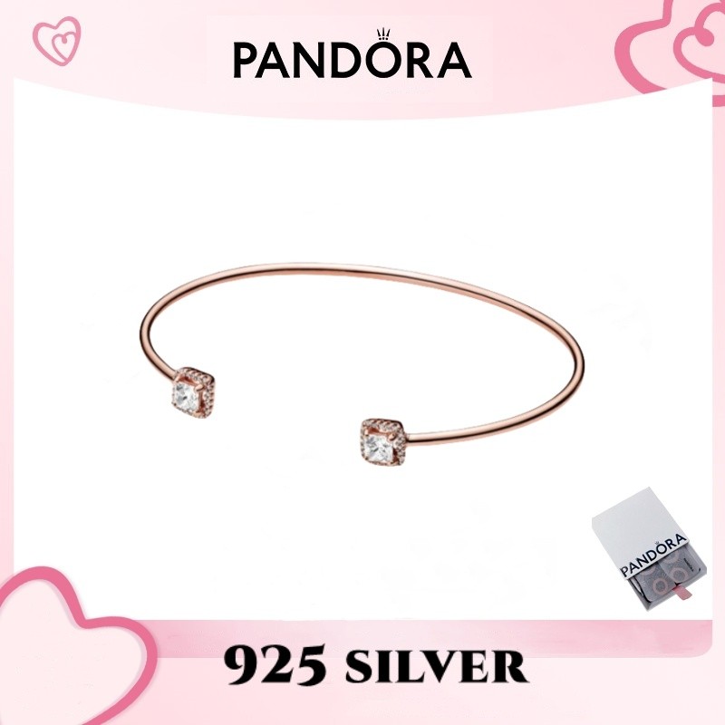 New 100% PANDORA New S925 Pure Silver Jewelry Bracelet Square Sparkle ...