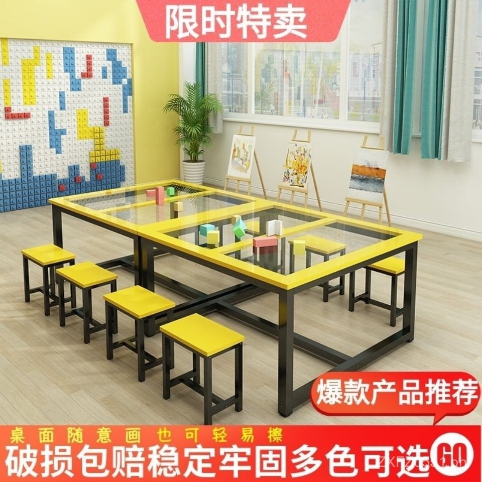 Children's Handicraft Table Desk Chair Art Table for Kids Primary and ...