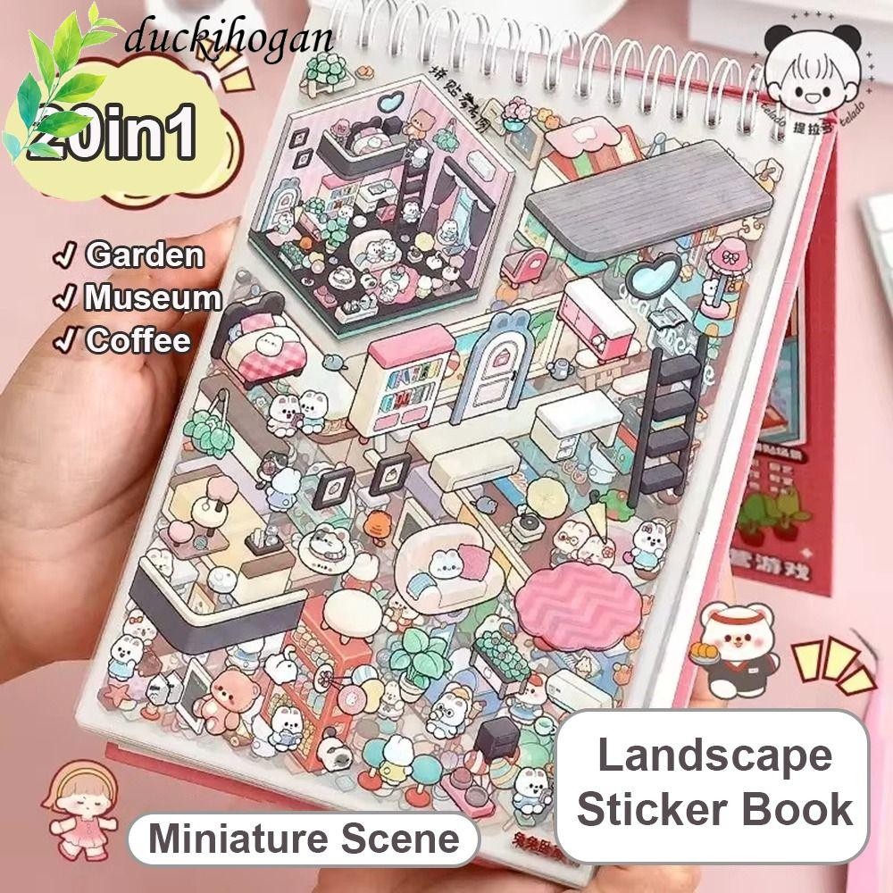 DUCKIHOGAN Landscape Sticker Book, Cartoon Supermarket Bedroom Pocket ...