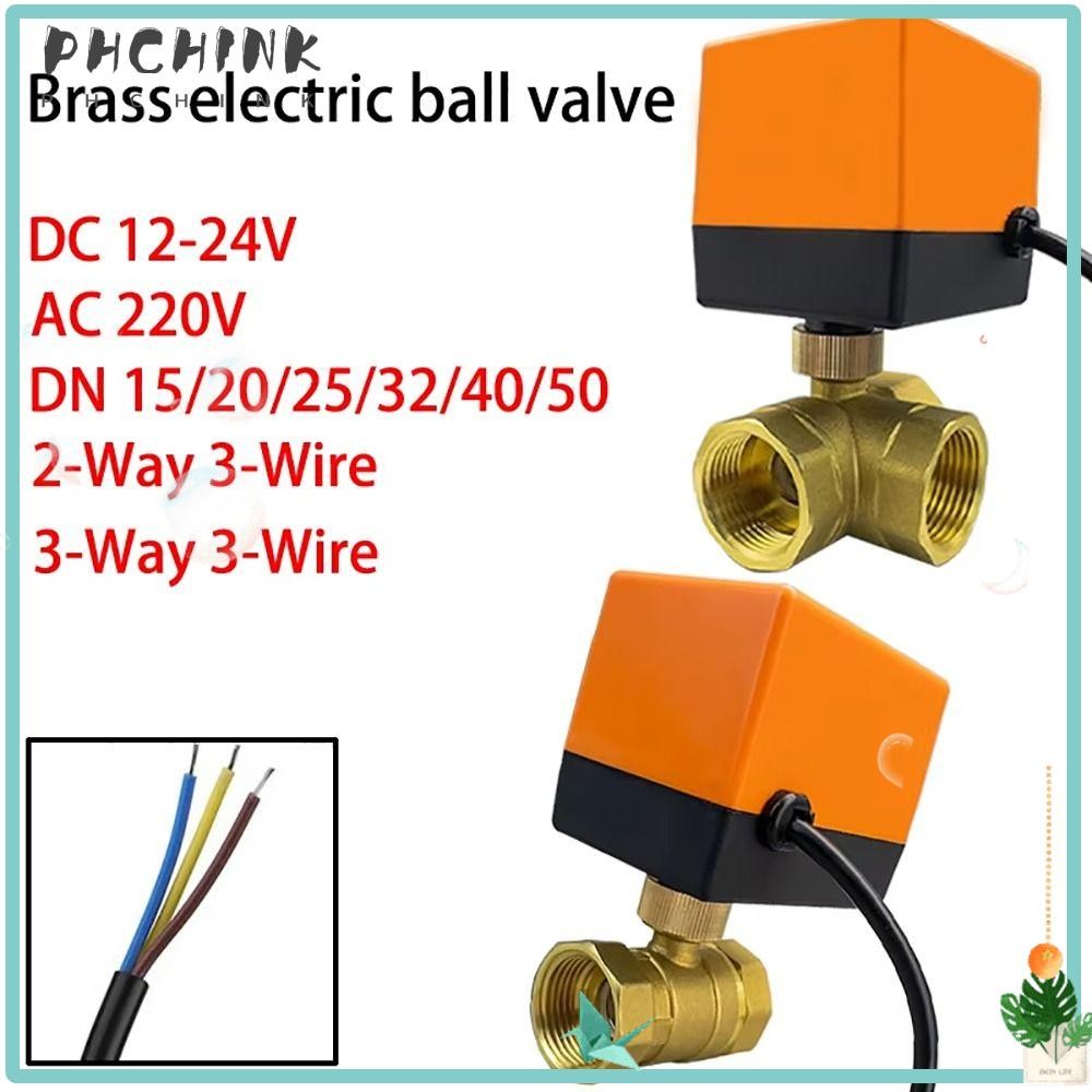 CHINK 1Pcs Electric Ball Valve, 2-Way DN15/DN20/DN25 Solenoid Valve, Three-Wire Two-control 220V ...