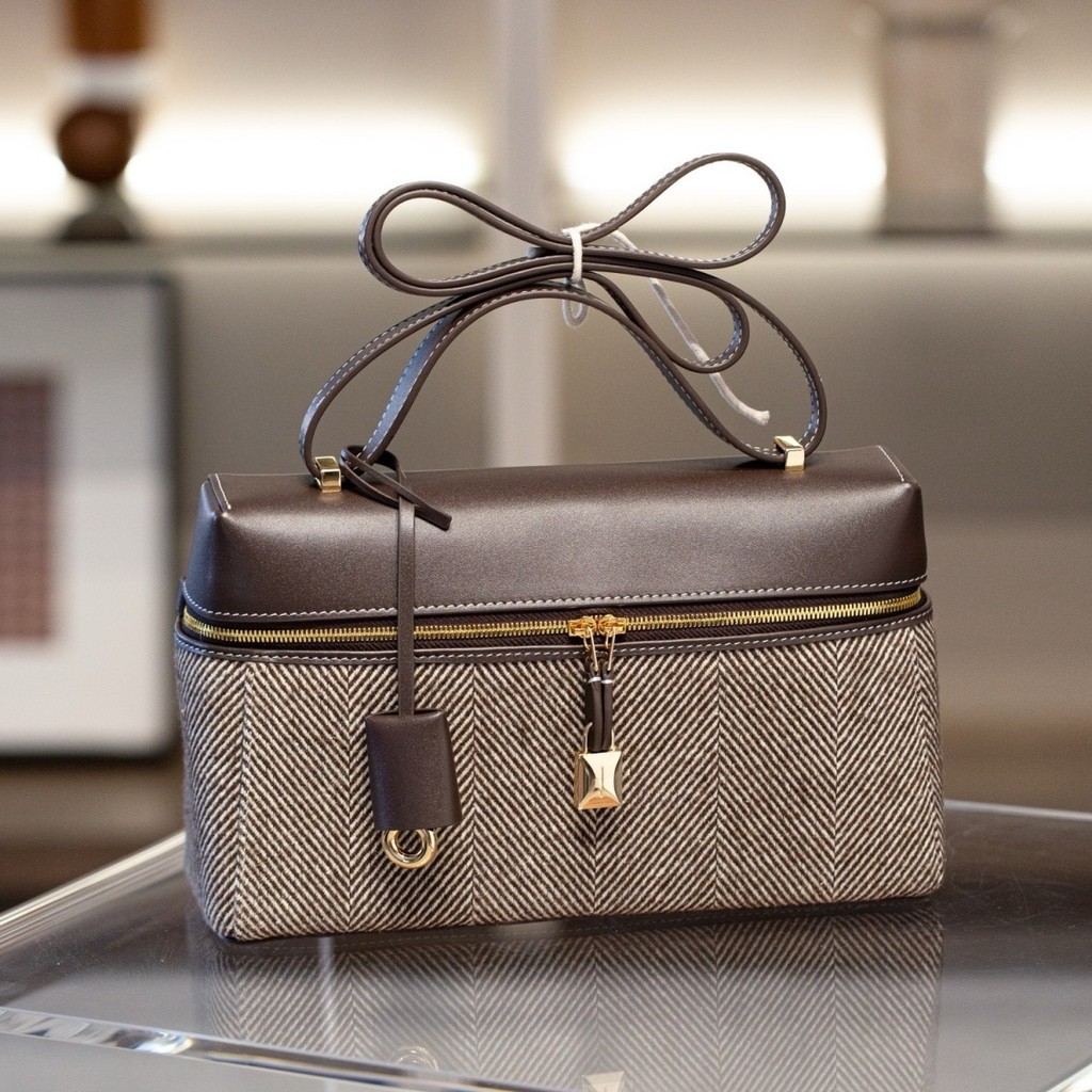 Lp19+27 Genuine Leather Handbag Loro Piana Linen Leather Patchwork ...