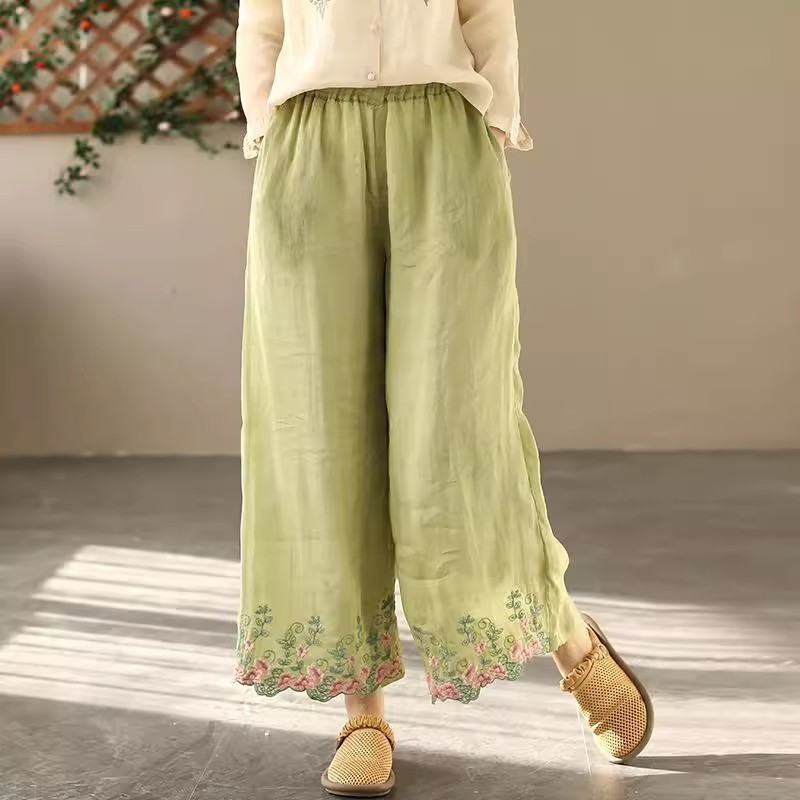 Chinese Style New Chinese Style Women's Cotton and Linen Wide-Leg ...