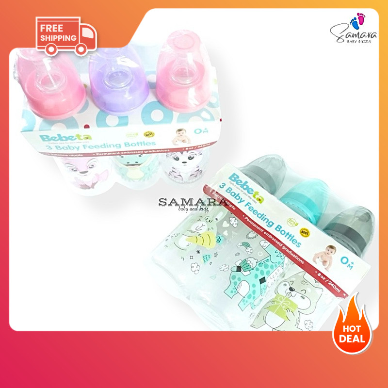Bebeta Regular Feeding Bottle 8oz / 240 ml Girl & Boy Colors | Shopee ...