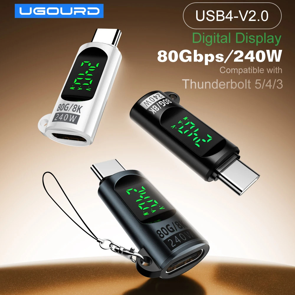 UGOURD USB4 V2.0 Thunderbolt 5 80Gbps 8K PD 240W USB Type C OTG Adapter Digital Display ...