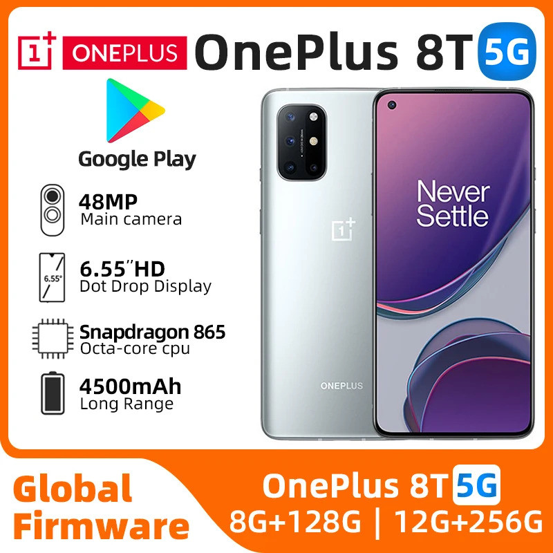 Oneplus 8T Mobile Phone 5G LTE 6.51" 12GB RAM 256GB Dual SIM Card Full ...