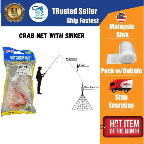 MATA Crab NET WITH BOM EYE WEIGHT NET CRAB NET WITH SINKER FISHING NET ...