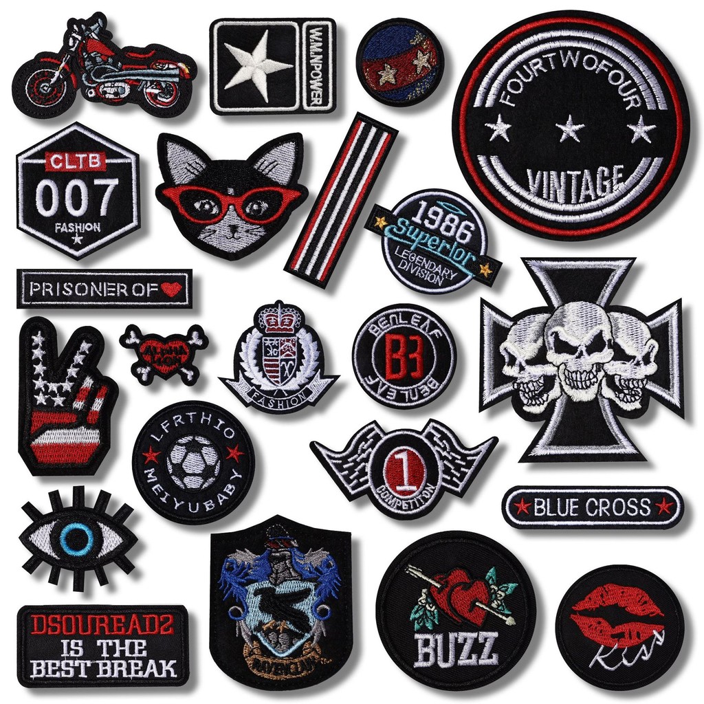 Hand-sewn Black Embroidered Badge Cloth Sticker Down Jacket Clothes ...