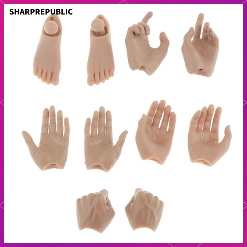 1/6 Scale Male Figure Hand and Feet Model for 12'' Action Figures ...