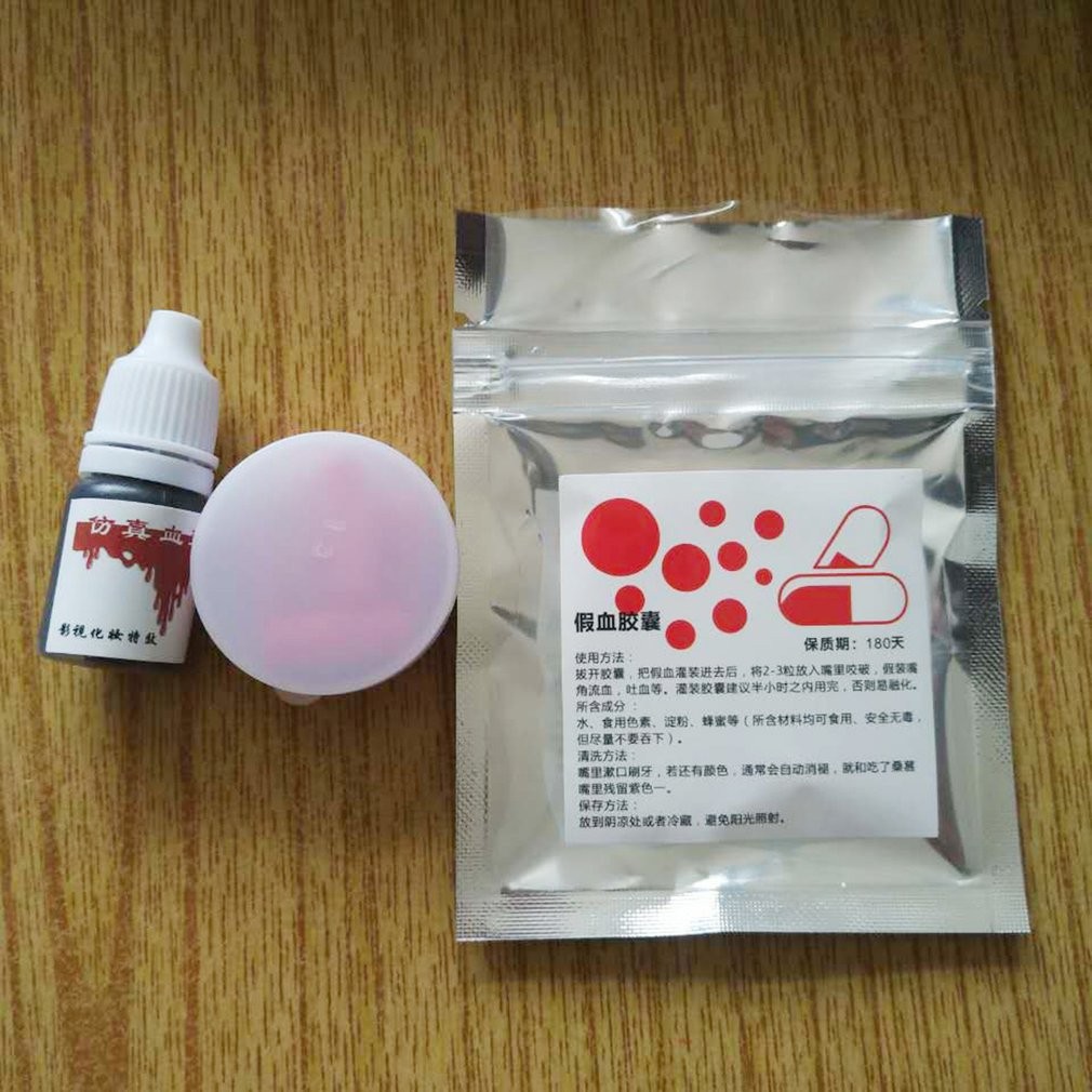 6Pcs Fake Blood Pill Halloween Realistic Stunt Toy Vomit Capsule Horror ...