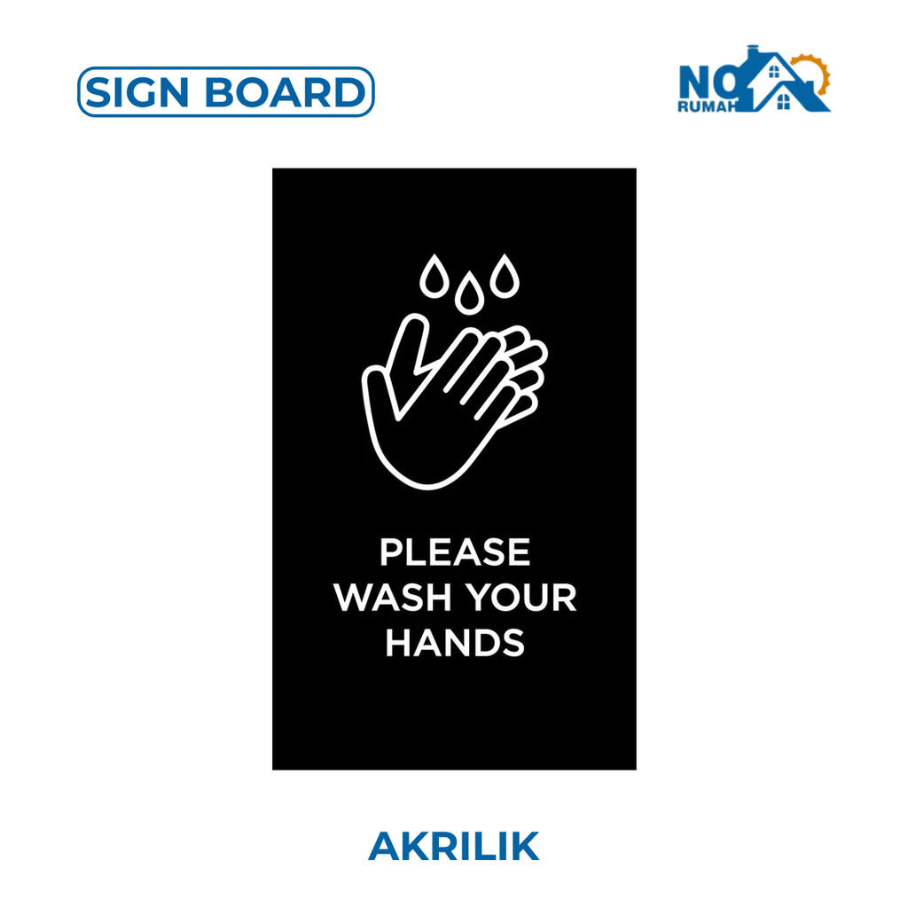 Sign Board Please Wash Your Hands Acrylic Label Hand Wash Sticker ...