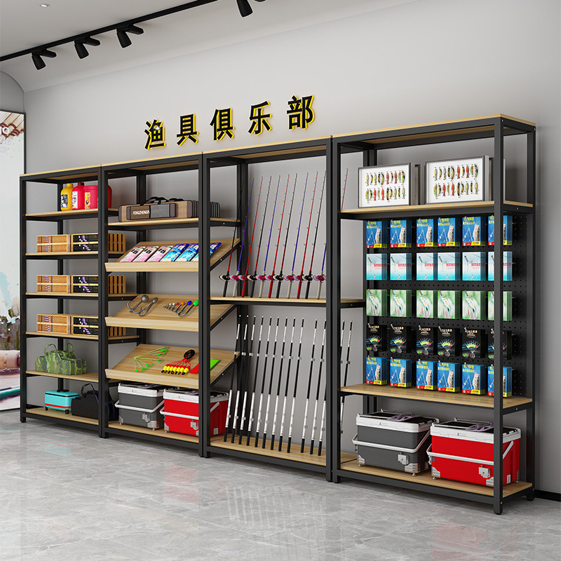 Fishing Tackle Store Shelf Rod Display Stand Fishing Box Display Rack ...