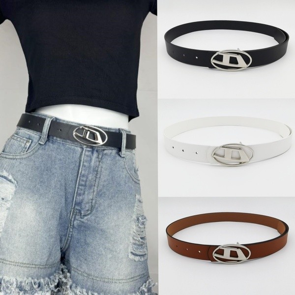 Men's Y2k Belt Luxury Letter D Belts Punk PU Leather Metal Snap Buckle ...