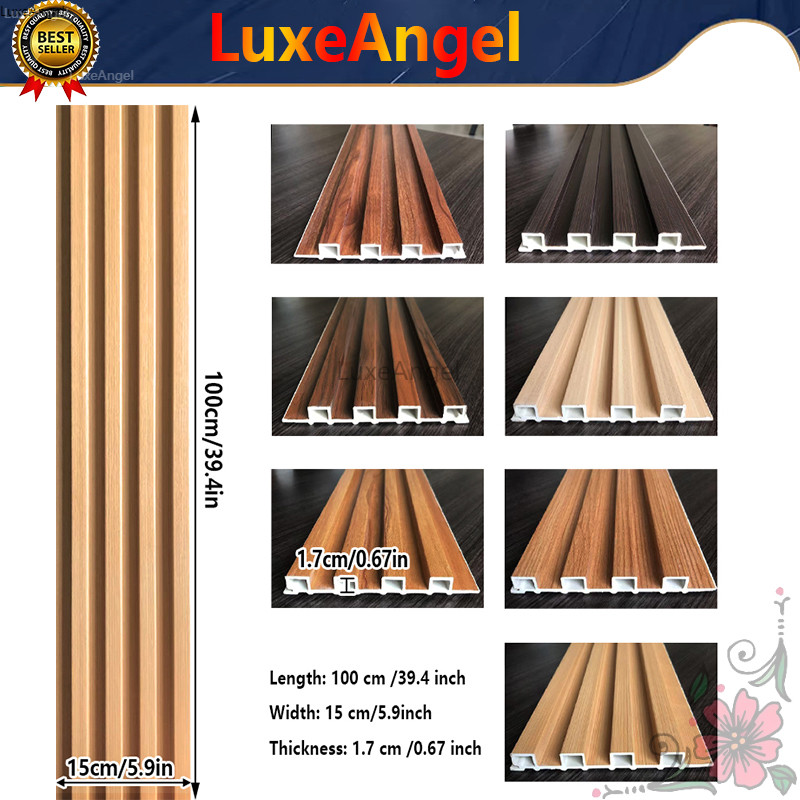 25PCS Solid Wood Panel PVC Board Wallpaper Fluted Wall Panel Sticker ...