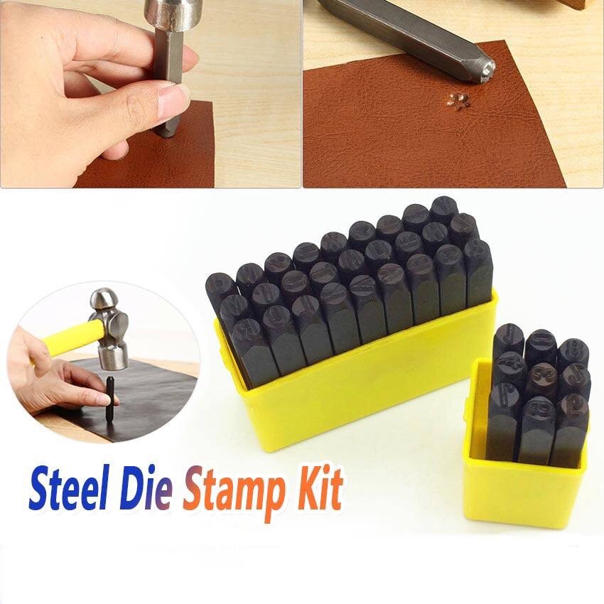 36pcs 4mm Steel Die Metal DIY Stamping kit Punch Tool Number Letter ...