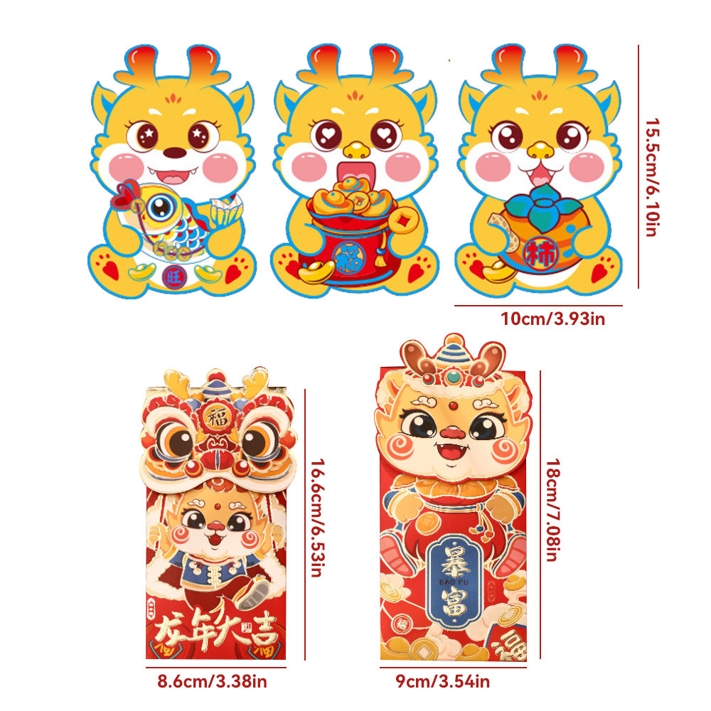 4/6pcs 2025 New Year Red Envelope Cartoon Folding Angpau Snake Year ...