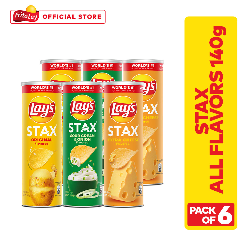Lay's Stax Potato Chips All Flavors 140g - Pack of 6 | Shopee Philippines
