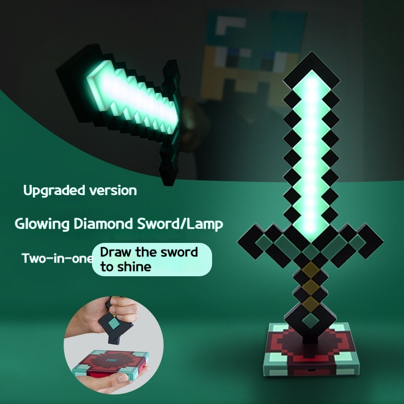Minecraft Diamond Sword Night Light Ornament Color Changing Sword Game ...