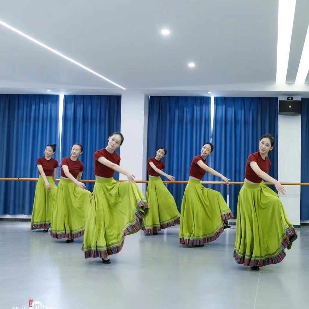 Tibetan Dance Costume Female Practice Skirt Large Swing Performance Costume Performance Ethnic ...