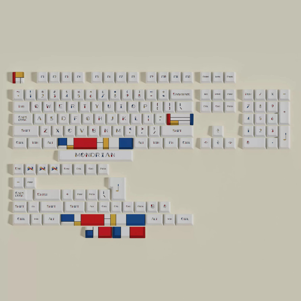 PBT Mondrian Keycaps Set Cherry Profile Key Caps Dye Sublimation Keycap ...