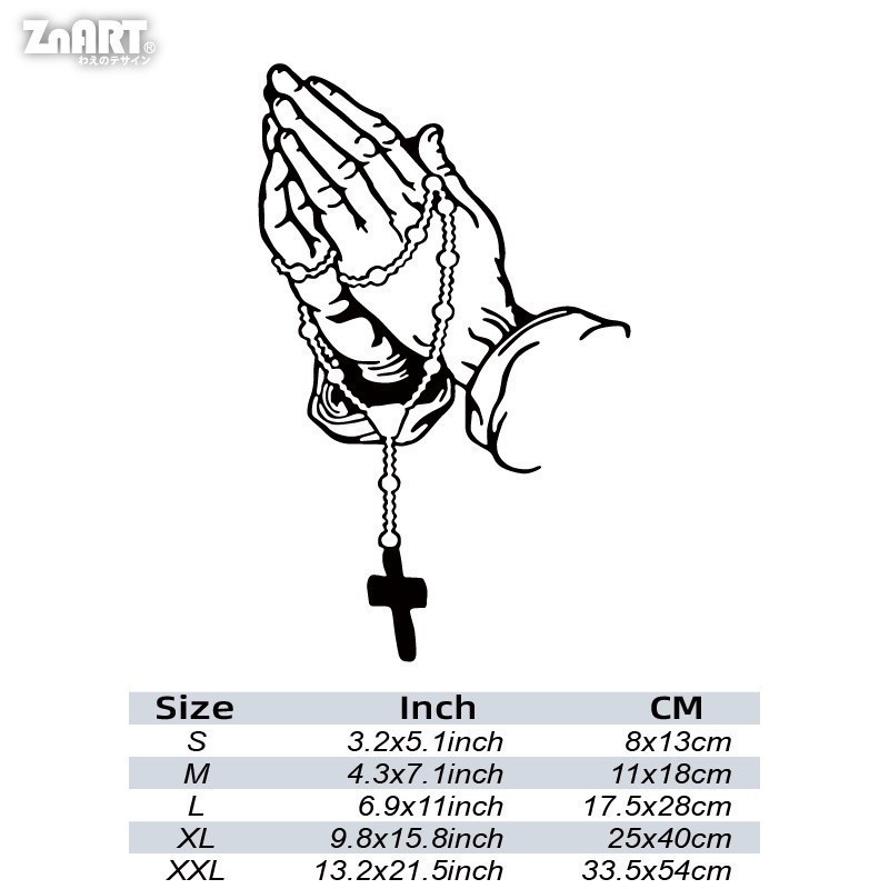 Praying Hand Rosary Stickers Vinyl Decals for Car and Motorcycle ...