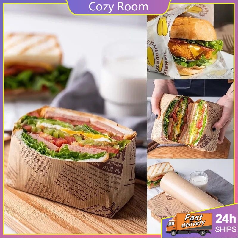 50Pcs Food Oil Proof Paper Bread Burger Greaseproof Paper Sandwich ...