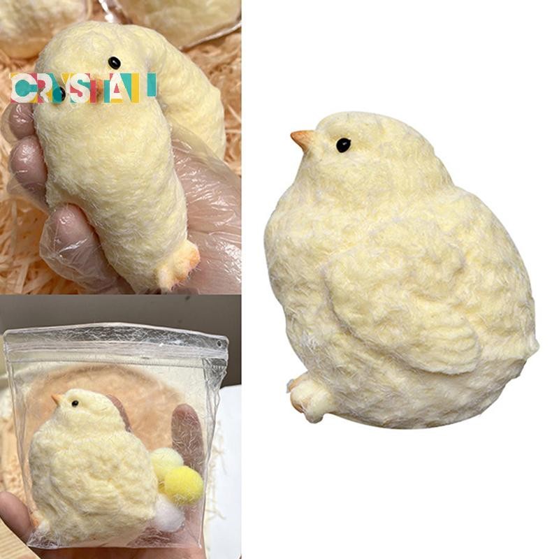 Crystal- Squishy Chicken Kawaii Handmade Silicone Soft Flocked Yellow ...