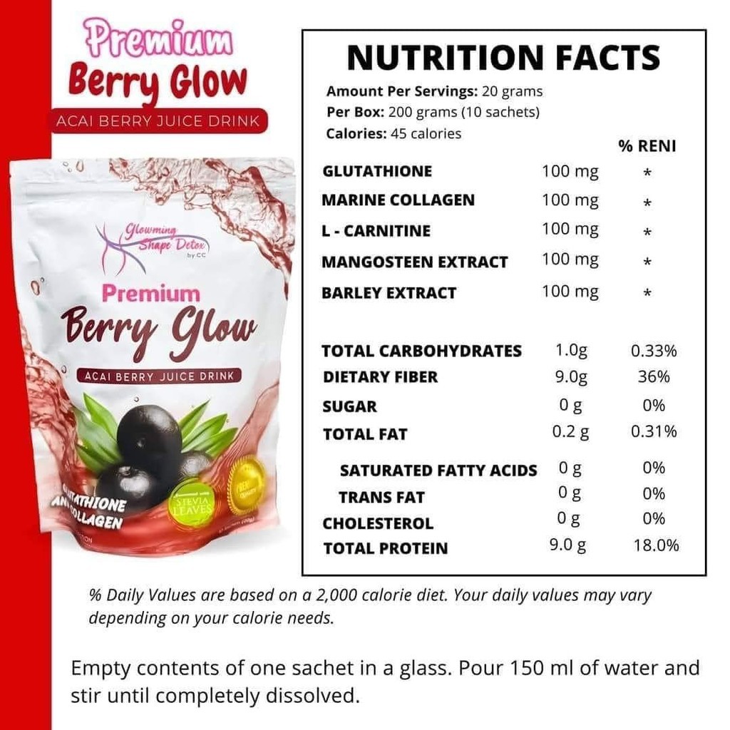 Detox by CC Premium Coffee ShapeBerry Glow Acai berry Marine Collagen ...