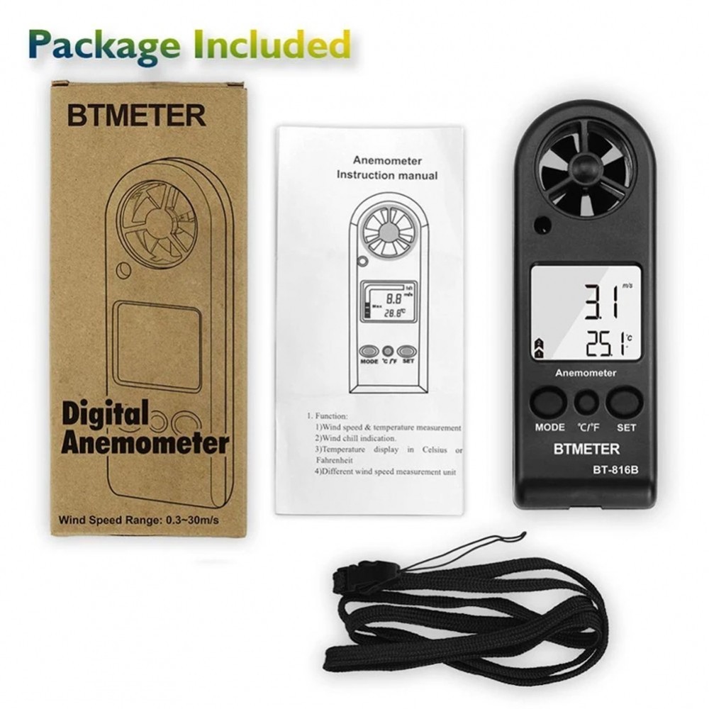 BT816B Digital Anemometer with Multiple Wind Units for Outdoor ...